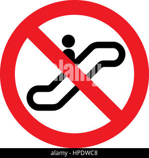 Warning sign with escalator symbol Stock Photo - Alamy