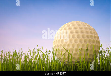 golf ball on green grass 3d illustration Stock Photo - Alamy