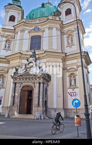 The Peterskirche in Vienna, Austria, is known for its baroque ...