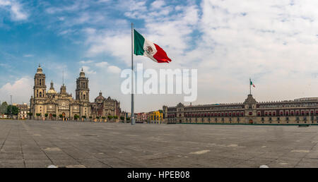 View of the Mexico City Plaza of the Constitution Zocalo at Night from ...