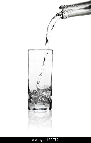 Water pouring out of bottle isolated on white background Stock Photo ...