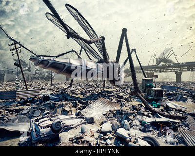 Giant insects destroy the city. 3D concept Stock Photo - Alamy