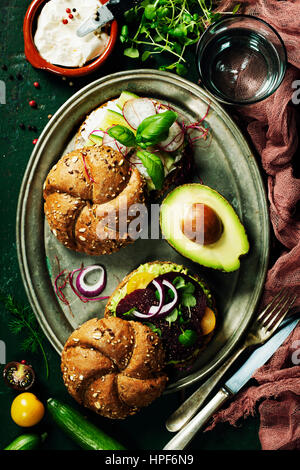 Vegetarian sandwich with cheese and tomato. Healthy vegetarian food ...