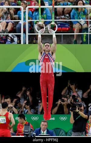 American gymnast Alexander Naddour performs his routine in the Floor ...