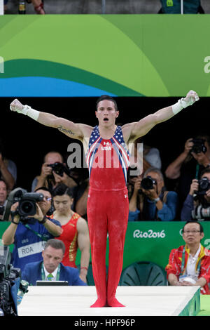 American gymnast Alexander Naddour performs his routine in the Floor ...