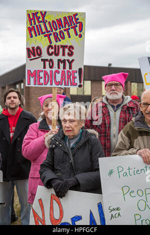 Troy, Michigan, USA. 21 February 2017. Constituents picket the office ...