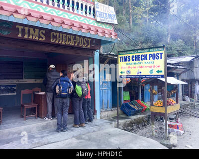TIMS Check Post at Gorepani. A checkpoint office before entering and ...