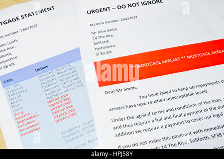 Bank letter informing customer of Mortgage Arrears and repossession ...