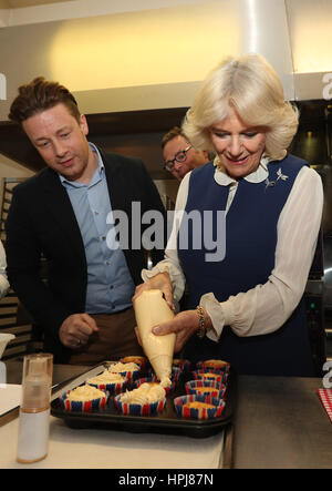 Jamie Oliver (left), the Duchess of Cornwall and Peter Harding of ...