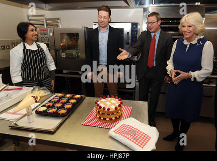 Jamie Oliver (left), the Duchess of Cornwall and Peter Harding of ...