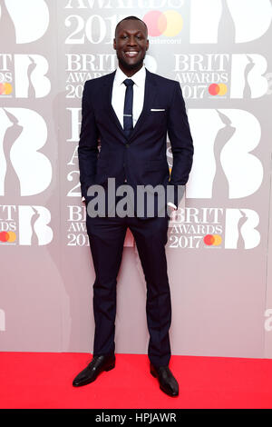 Stormzy attending the Brit Awards at the O2 Arena, London Stock Photo ...