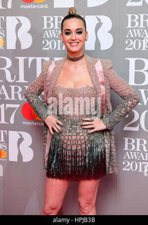 Katy Perry attending the Brit Awards at the O2 Arena, London Stock ...