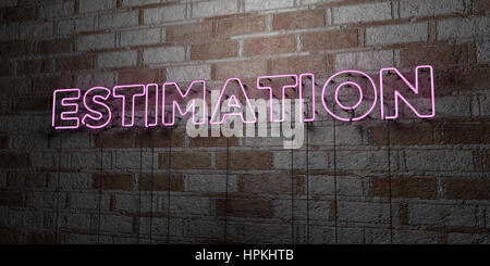 ESTIMATION - fluorescent Neon tube Sign on brickwork - Front view - 3D ...