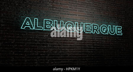 ALBUQUERQUE -Realistic Neon Sign on Brick Wall background - 3D rendered ...