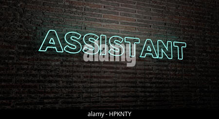 ASSISTANT -Realistic Neon Sign on Brick Wall background - 3D ...