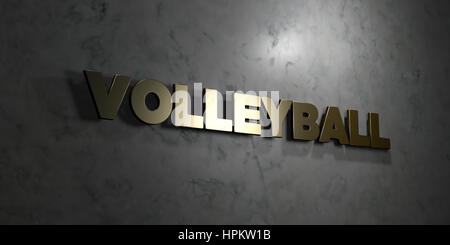 Volleyball - Gold text on black background - 3D rendered royalty free ...