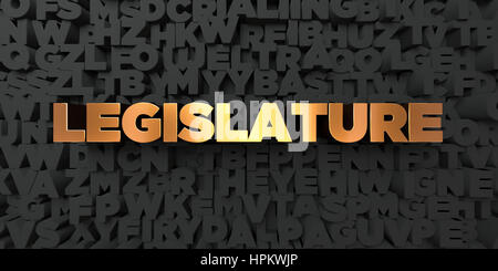 Legislature - Gold text on black background - 3D rendered royalty free ...