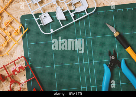 Hobby background, assembling the plastic model kits Stock Photo - Alamy