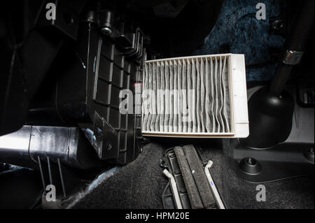 replacing cabin air conditioner filter of car Stock Photo - Alamy