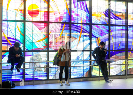 Stained Glass Window of Haijima Railway Station in Western Tokyo Japan ...