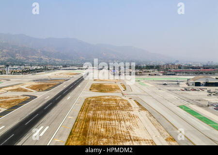 Burbank, USA - May 27, 2015: Aerial view of the airport with runways ...