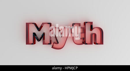 MYTH - Red text on typography background - 3D rendered royalty free ...