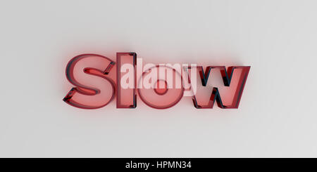 SLOW - Red text on typography background - 3D rendered royalty free ...