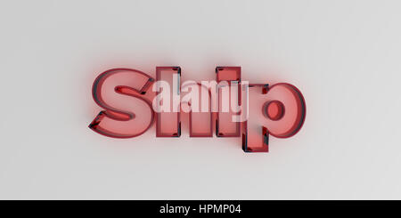 SHIP - Red text on typography background - 3D rendered royalty free ...
