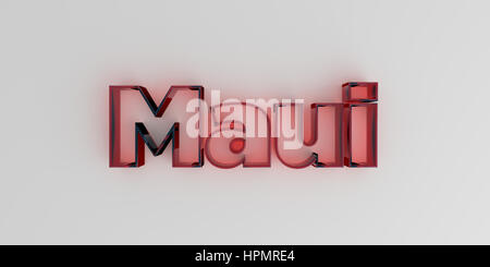 MAUI - Red text on typography background - 3D rendered royalty free ...