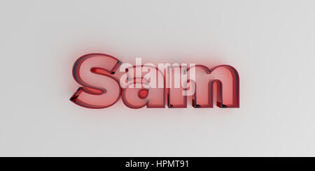 SAM - Red text on typography background - 3D rendered royalty free ...