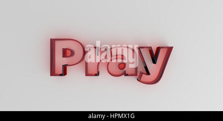 PRAY - Red text on typography background - 3D rendered royalty free ...