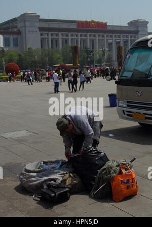 A homeless beggar on Tiananmen Square in Beijing China image with copy ...