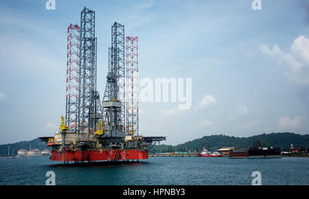 Panorama of Jack up drilling rig, semi submersible platform and supply ...