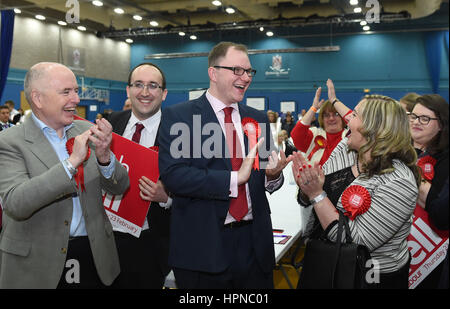 Labour candidate Gareth Snell celebrates with his wife Sophia (right ...