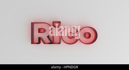 RICO - Red text on typography background - 3D rendered royalty free ...