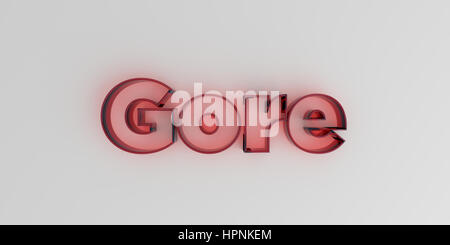 GORE - Red text on typography background - 3D rendered royalty free ...
