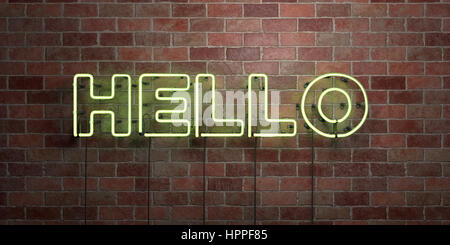 A 3D rendering of a dark hello text isolated on a white background ...