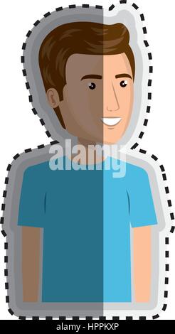sticker half body cartoon man in casual suit Stock Vector Image & Art ...