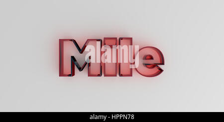 MILE - Red text on typography background - 3D rendered royalty free ...
