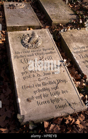 Europe, Germany, Cologne, tomb slabs at the Melaten cemetery Stock ...
