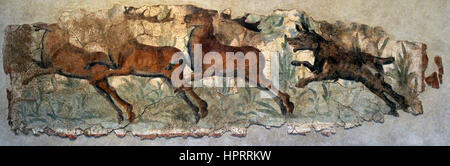 Deer hunting. Roman painting. Domus. 4th C. From Merida (Augusta ...