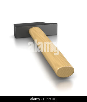 Metallic hammer with white background, 3d rendering. Computer digital ...