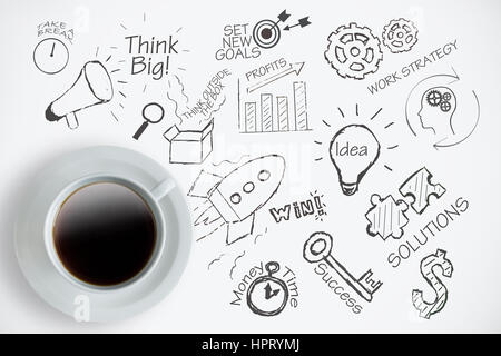 Mind map cloud sketch with breakfast coffee Stock Photo - Alamy