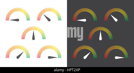 Meter signs infographic gauge element from red to green and green to ...