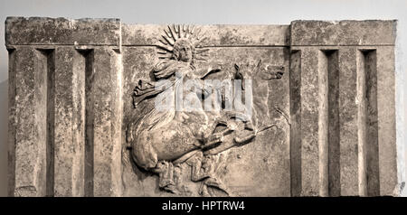 Architrave with sculpted metope depicting the Sun God Helios in ...