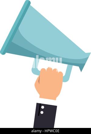 closeup hand holding megaphone illustration vector hand drawn isolated ...