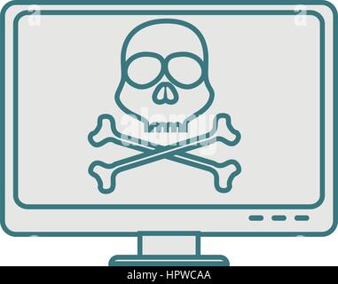 Skull on a computer screen, virus, danger through the Internet Stock ...
