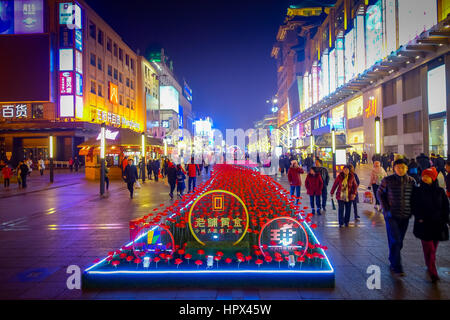 Evening, Street Life, Wangfujing Street, Beijing, China Stock Photo ...