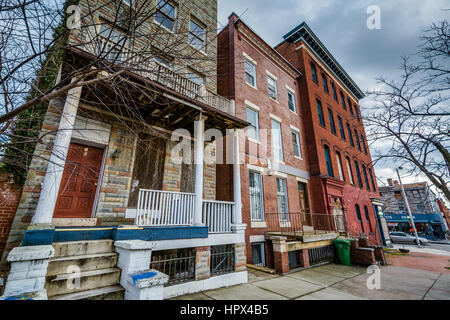 House along Carey Street, at Franklin Square, in Baltimore, Maryland ...