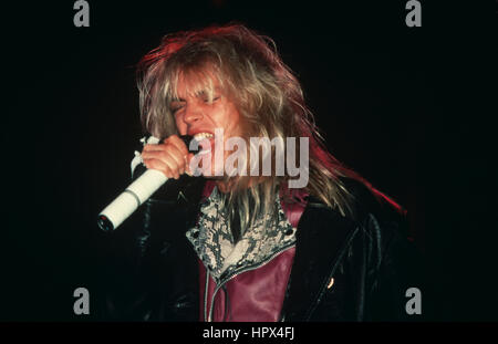 Bret Michaels of the American rock band Poison photographed in the 1980 ...
